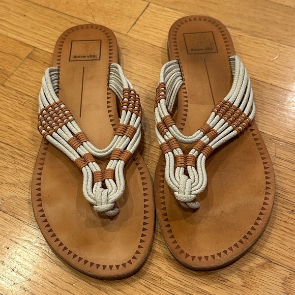 Dolce Vita | Shoes | Dolce Vita Brown And Cream Woven Flip Flops | Poshmark